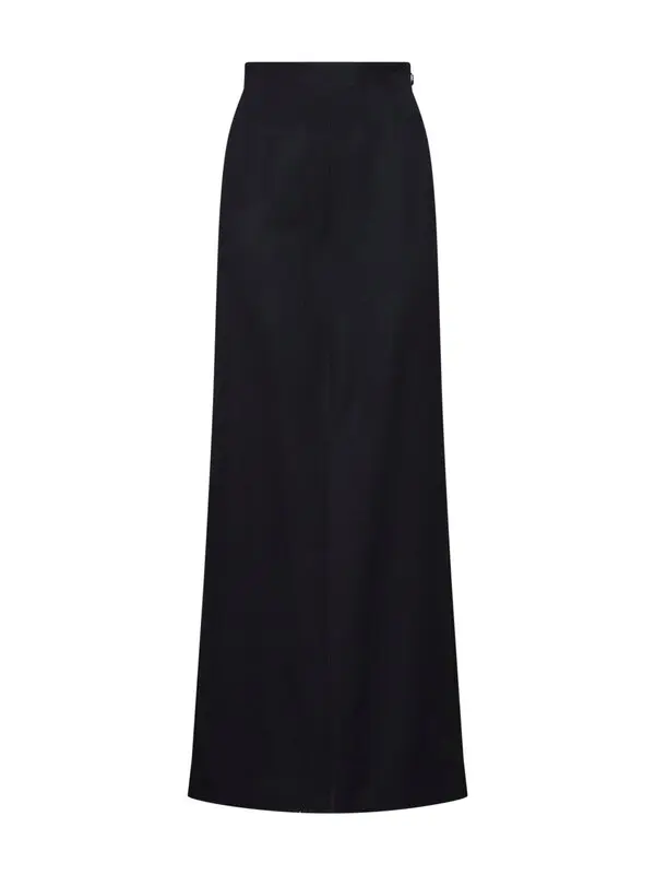 MAISON MARGIELA Black Virgin Wool Maxi Skirt - Multicolor