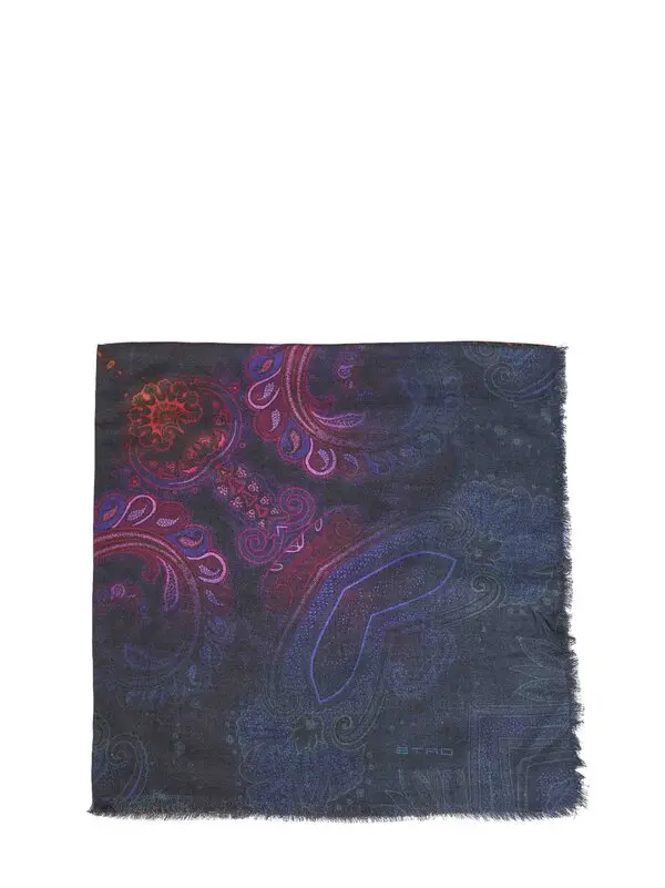 Etro Blue Modal And Cashmere Shawl With Dégradé Pattern - Multicolor