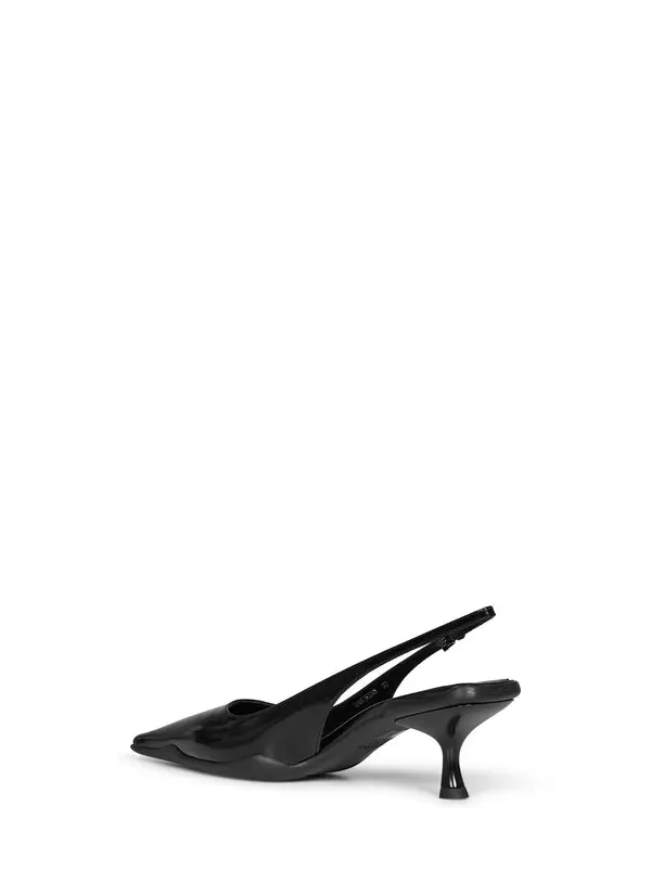 Prada Black Brushed Leather Slingback Pumps