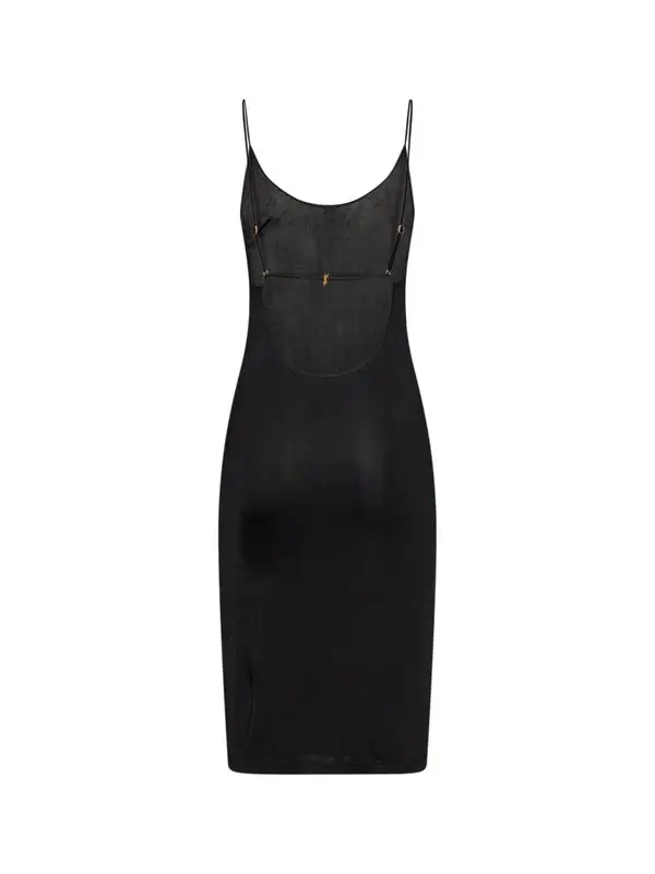 Saint Laurent Black Jersey Cassandre Open Back Dress