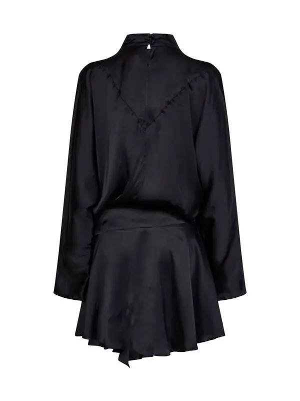 Isabel Marant Étoile Black Satin Draped Mini Dress - Multicolor