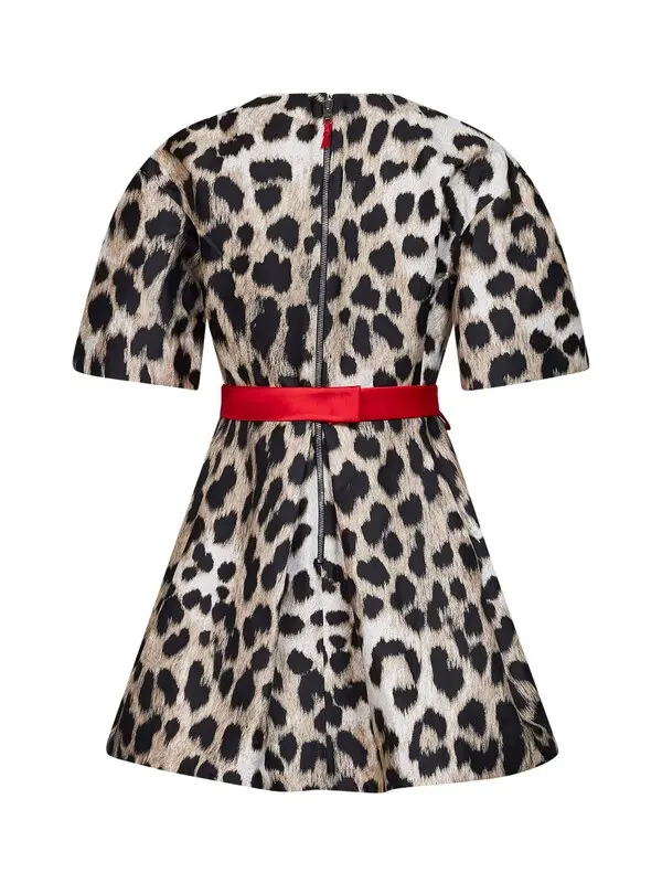 Givenchy Beige Leopard Jacquard Cocoon Mini Dress