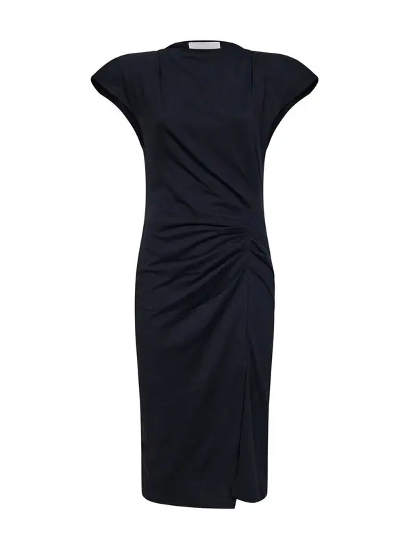 Isabel Marant Étoile Black Cotton Jersey Midi Dress With Asymmetric Details - Multicolor