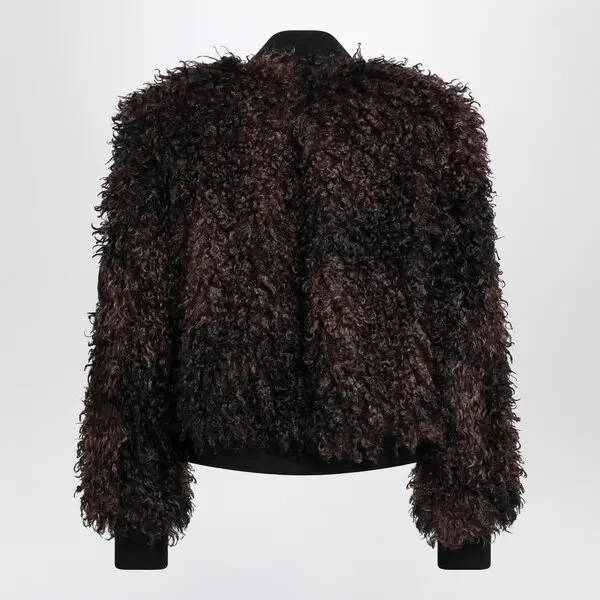 Sacai Bomber Jacket With Curly-effect Faux Fur Inserts