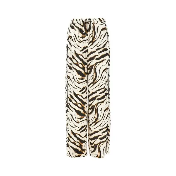GANNI Zebra-striped Satin Wide Leg Pants - Multicolor