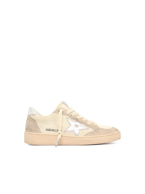 GOLDEN GOOSE Ball Star Beige Crochet And Suede Sneakers - Cream