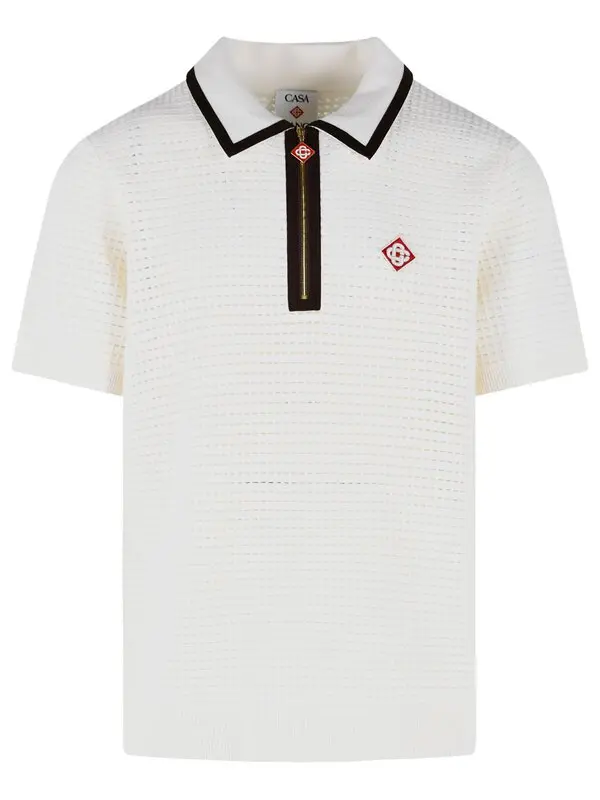 Casablanca Waffle Stitch' Wool Polo Shirt - White