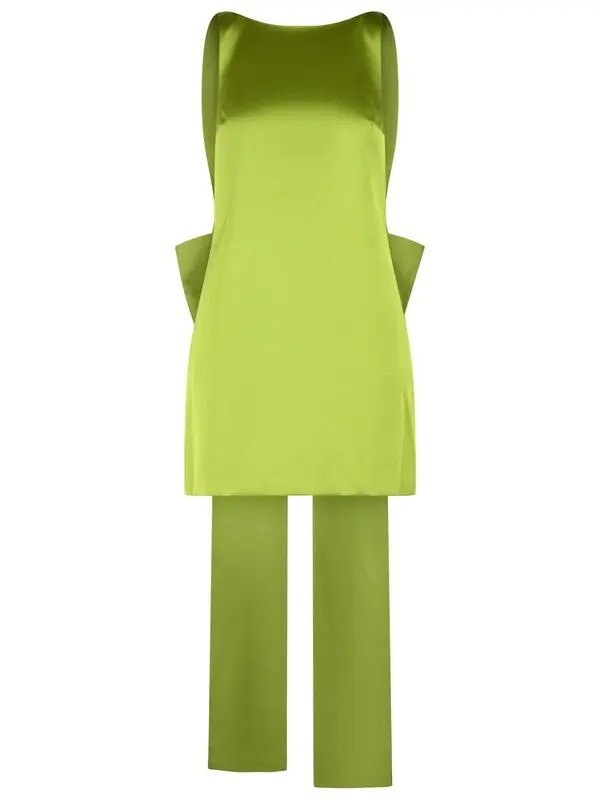 SELF-PORTRAIT Amibo Mini Dress With Back Bow Detail - Green