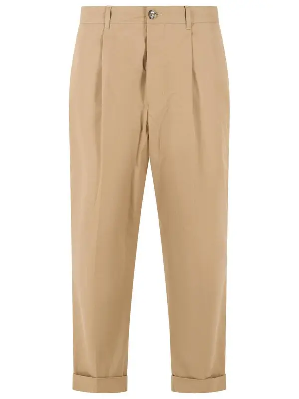 AMI Paris Carrot' Beige Cotton Pants - Cream