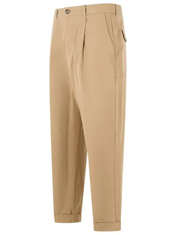 AMI Paris Carrot' Beige Cotton Pants - Cream