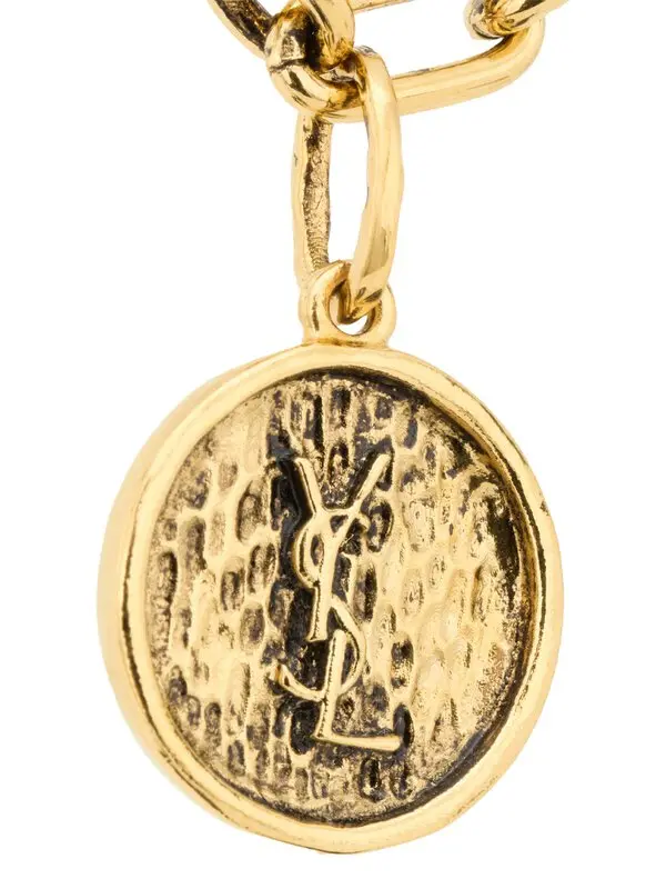 Saint Laurent Cassandre Medallion Chain Bracelet In Brass