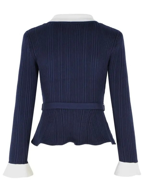 SELF-PORTRAIT Ribbed Cardigan With Belt