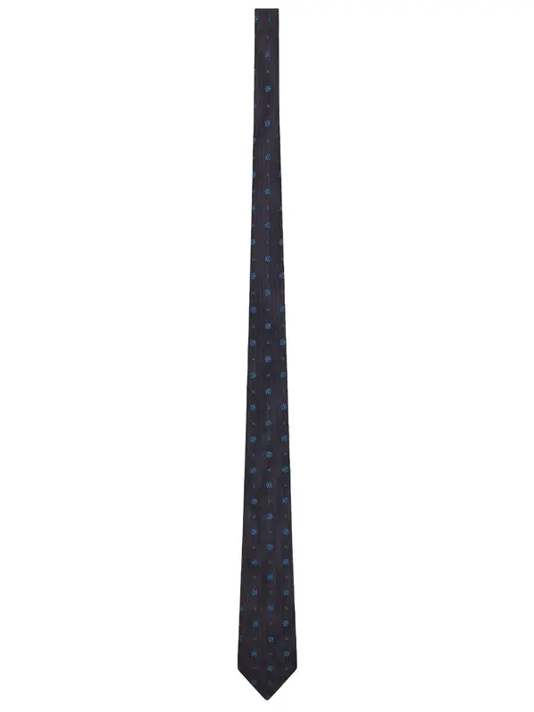 Saint Laurent Silk Jacquard Neck Tie - Blue