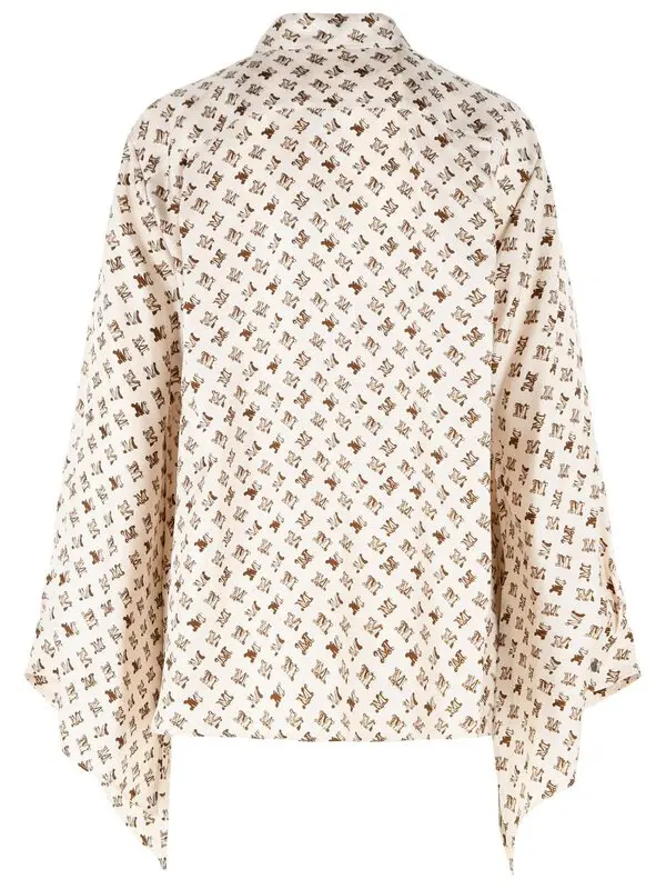 Max Mara Ivory Silk Monogram Shirt - White