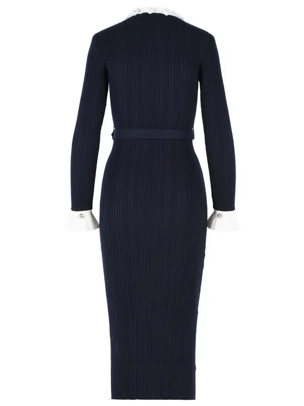 SELF-PORTRAIT Flower" Midi Dress In Navy