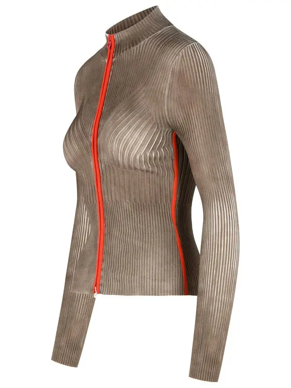 DIESEL® Ribbed Cardigan With Zip Closure