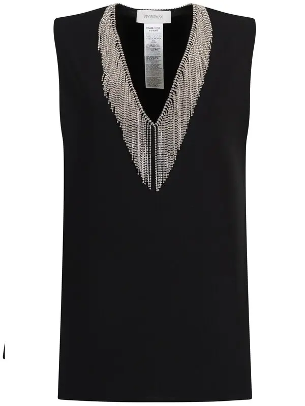 Sportmax Sleeveless Top With Rhinestone Embellishment - Black