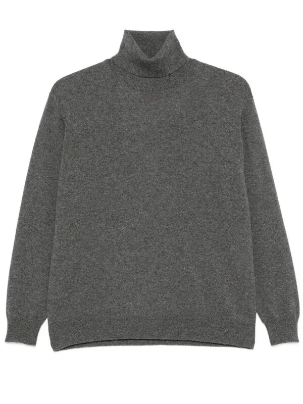 Brunello Cucinelli Cashmere Turtleneck Sweater With Monili - Gray