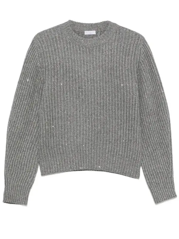 Brunello Cucinelli Ribbed Sequined Crewneck Sweater
