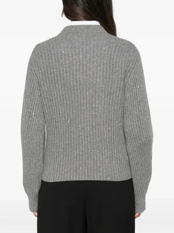 Brunello Cucinelli Ribbed Sequined Crewneck Sweater