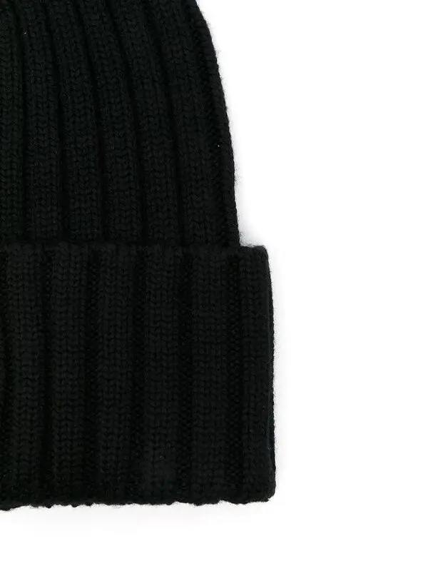 Moncler Ribbed Wool Beanie Hat - Black