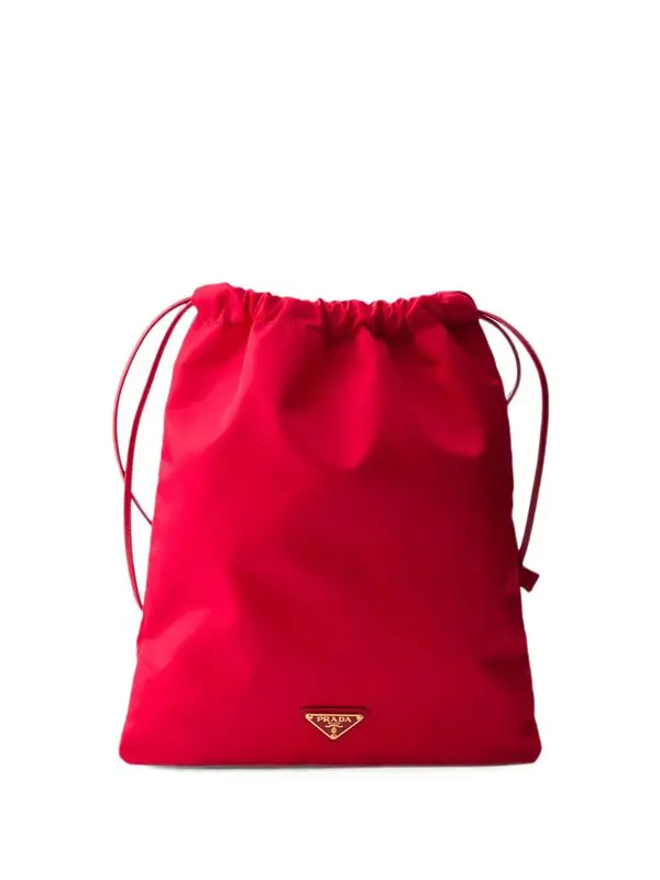 Prada Re-nylon Pouch With Leather Trim - Red