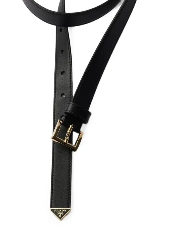 Prada Slim Leather Belt With Logo