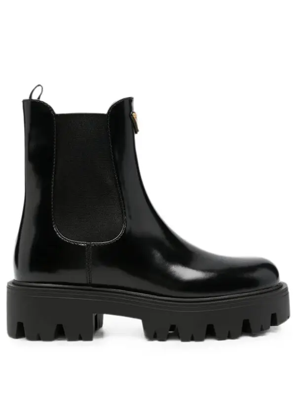 Prada Brushed Leather Chelsea Boots - Black