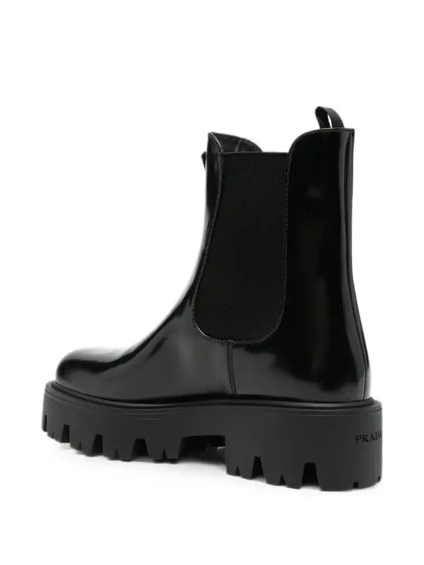 Prada Brushed Leather Chelsea Boots - Black
