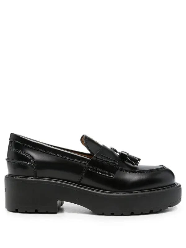 Miu Miu Calf Leather Chunky Loafers - Black