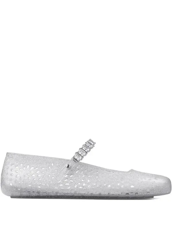 JIMMY CHOO Embellished Jelly Ballerina Flats - Silver