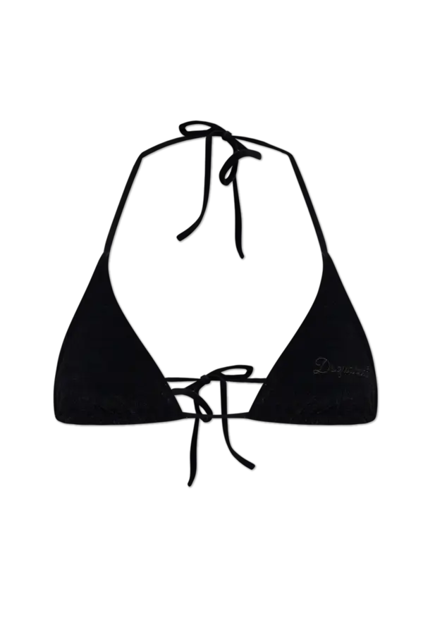 Dsquared2 Textured Triangle Bikini Top With Embroidered Logo
