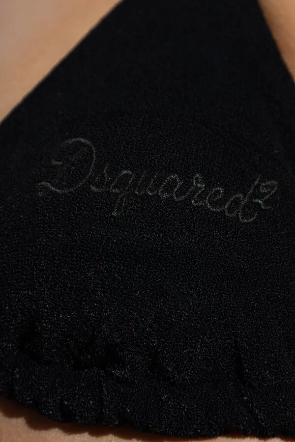 Dsquared2 Textured Triangle Bikini Top With Embroidered Logo
