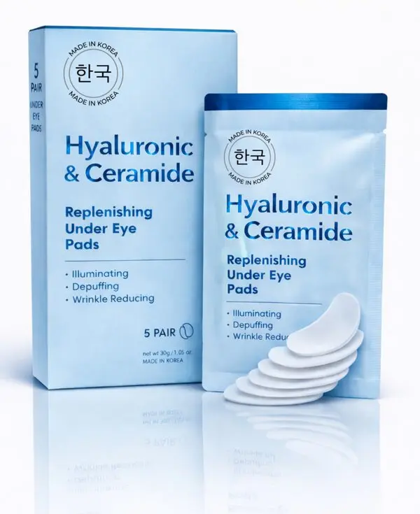 LOVERY Hyaluronic And Ceramide Under Eye Masks Korean Skincare Hydrating Eye Pad Set 5 Pairs - Blue