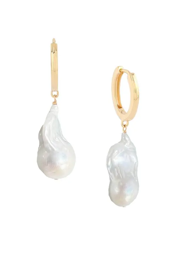 ASTOR & ORION Baroque Pearl Huggies On Sterling Silver