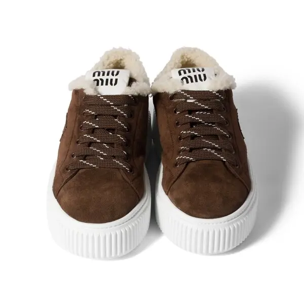 Miu Miu Suede And Shearling Sneakers