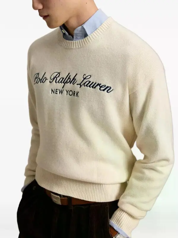 Polo Ralph Lauren Logo-embroidered Crew-neck Sweater - Neutrals