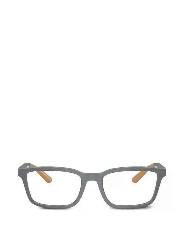 Emporio Armani Logo-plaque Rectangle-frame Glasses - Grey
