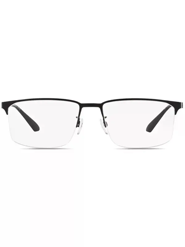 Emporio Armani Logo-plaque Half Rim Eyeglasses - Black