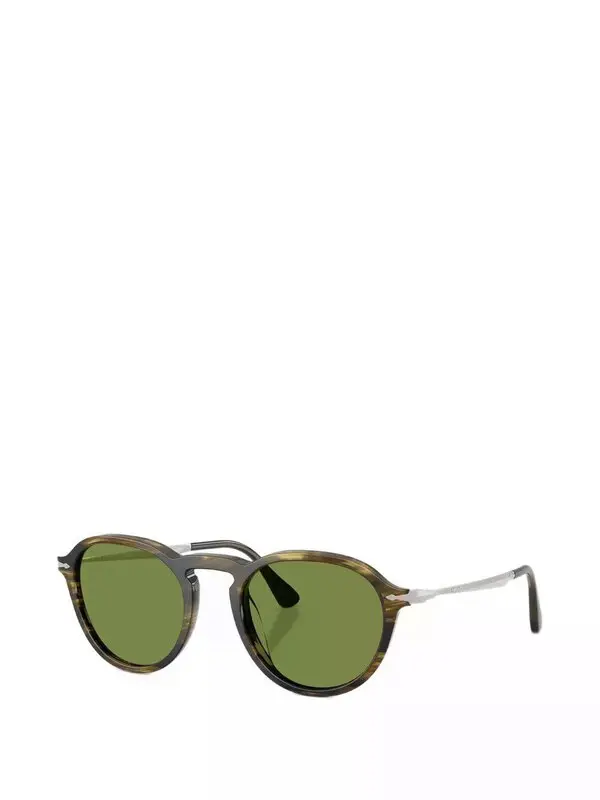 Persol Striped Round Frame Sunglasses