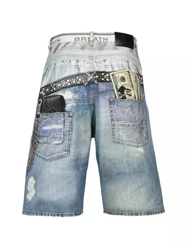 BREATH Transfer-print Denim Shorts