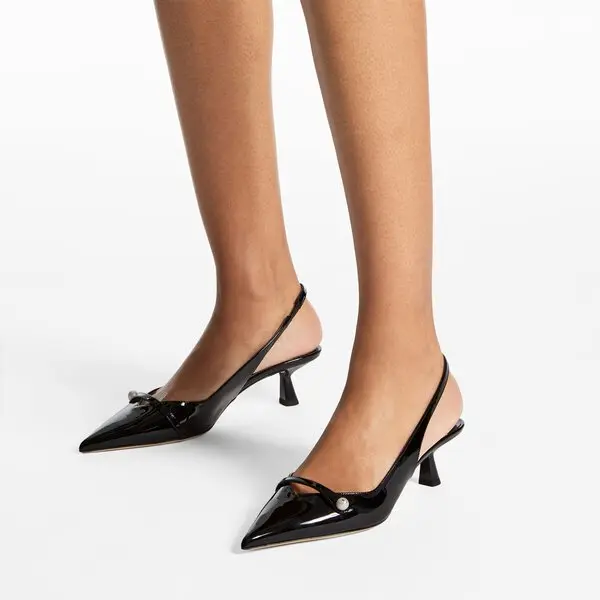 JIMMY CHOO Amita 45 Patent Leather Slingbacks