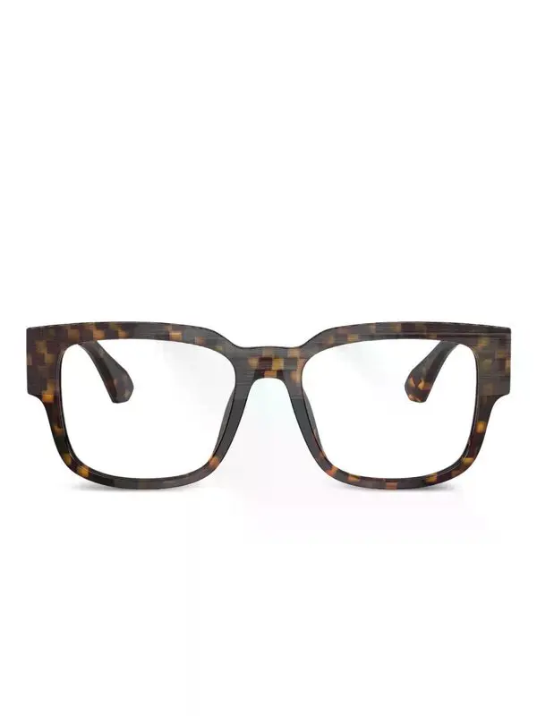 ALAIN MIKLI Damier Check Square Frame Eyeglasses - Brown
