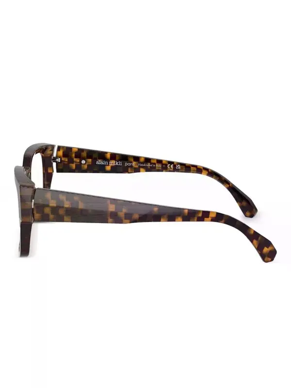 ALAIN MIKLI Damier Check Square Frame Eyeglasses