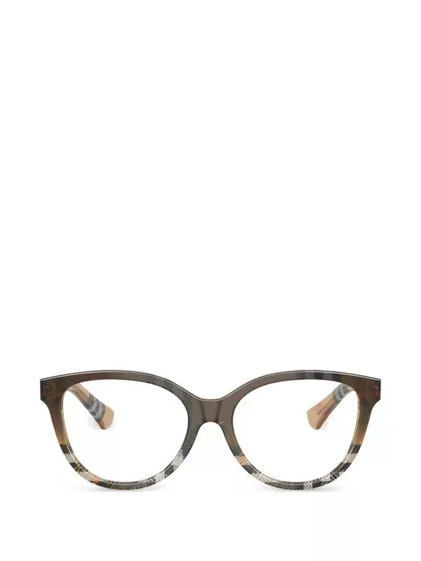 Burberry Check-pattern Round-frame Glasses