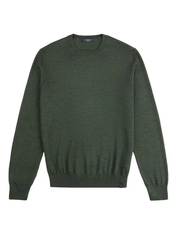 FAY Textured Crew Neck Sweater - Green
