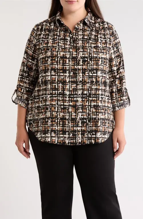 Anne Klein Print Roll Tab Top