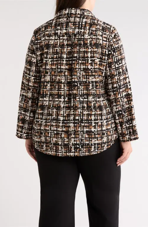 Anne Klein Print Roll Tab Top