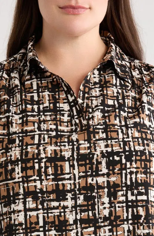 Anne Klein Print Roll Tab Top