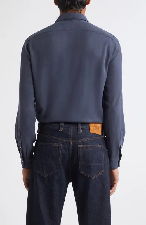 Boglioli Spread Collar Long Sleeve Button Shirt - Navy